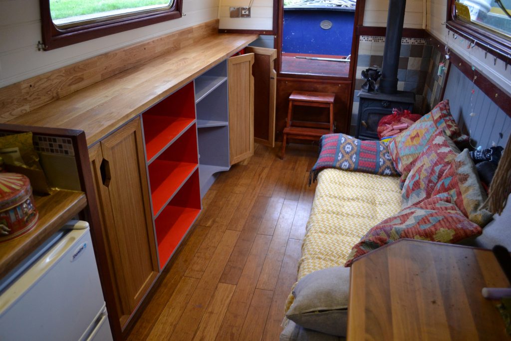 Narrowboat Desk and Storage - Jim Mustill Woodwork